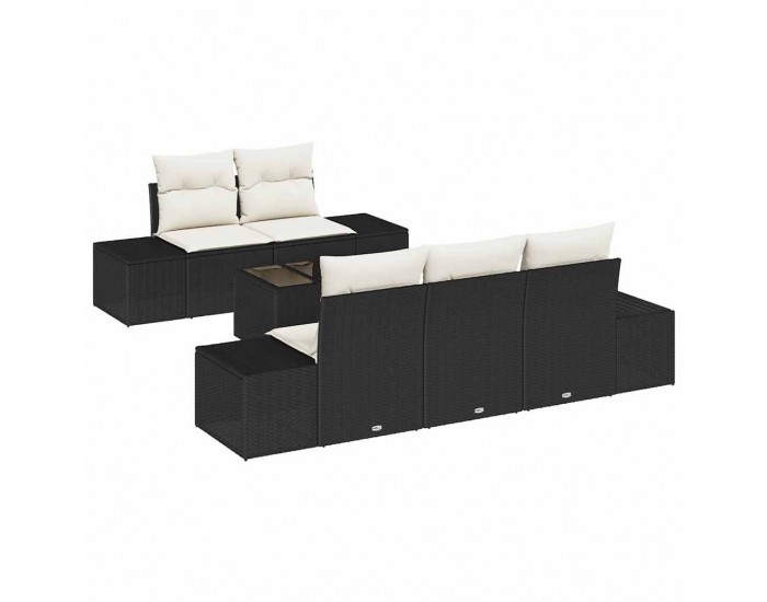 Sonata H Градински Софа Комплект 6 pcs Черен и кремав 55 x 55 x
