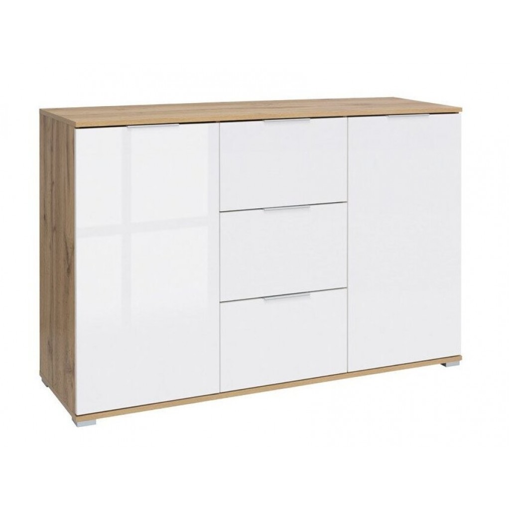 Скрин Zele KOM2D3S-E20, дъб вотан/бял лак - от Мебели Богдан на супер цена