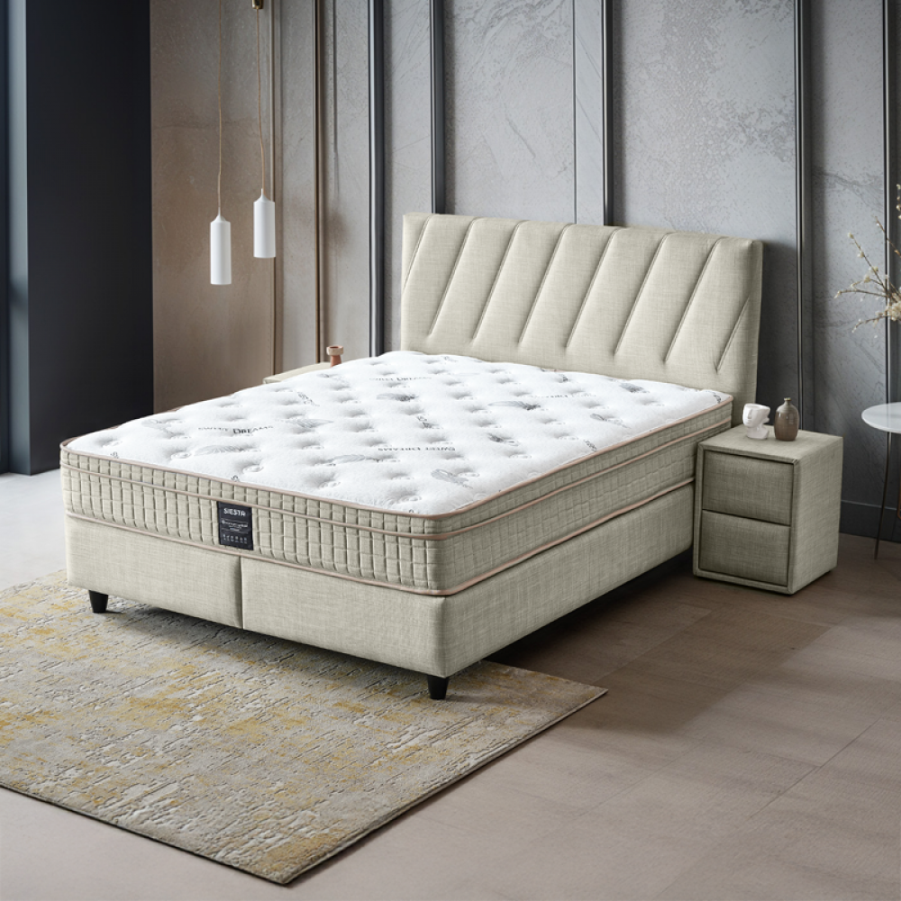 Тапицирана спалня с матрак SIESTA 180 x 200 - крем 01 - от Мебели ...